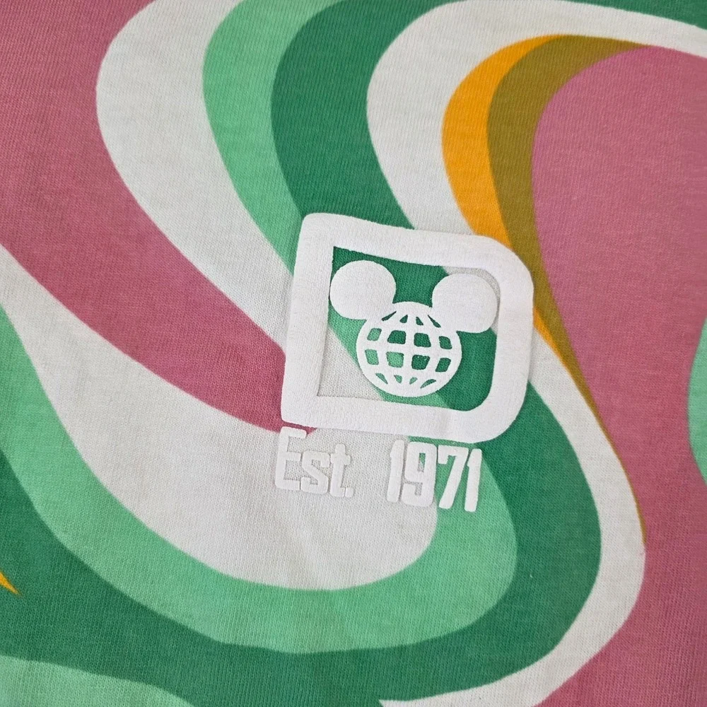 Disney | Tops | Disney Walt World Spirit Jersey Retro Swirl Print Est ...